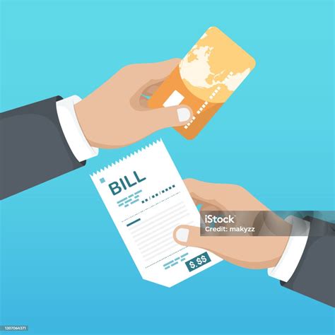 청구서를 지불합니다 상품 서비스 유틸리티 레스토랑의 지불 청구서 및 신용 카드와 함께 손 일러스트 세일 쇼핑 확인 영수증 송장