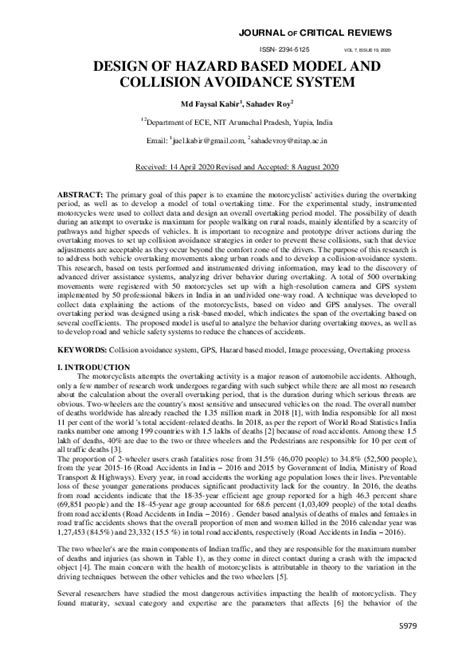 Pdf Design Of Hazard Based Model And Collision Avoidance System Dr