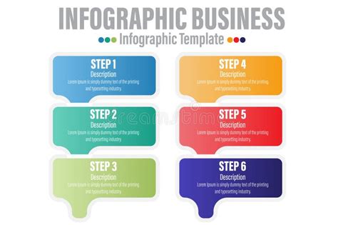 6 Steps Six 6 Option Paper Note Shape Elements With Steps Road Map