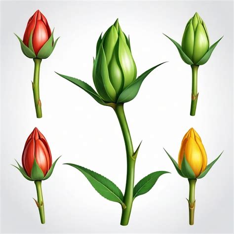 Bud Vector Set White Background Isolated Premium Ai Generated Vector