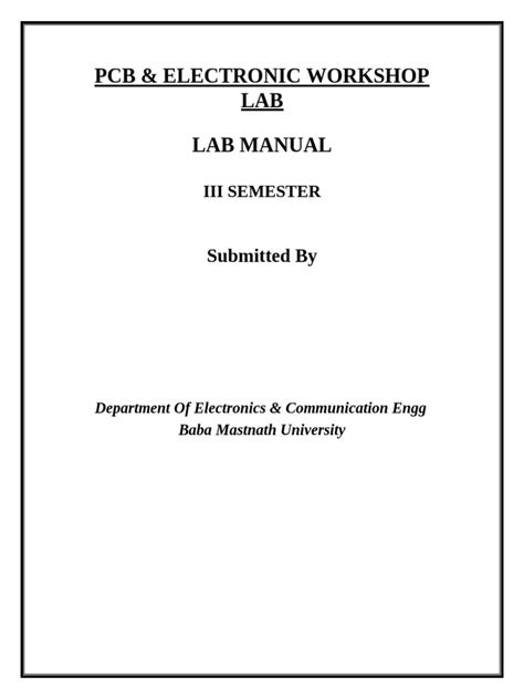 Pcb And Electronics Workshop Lab Pdf Printed Circuit Board Electronics