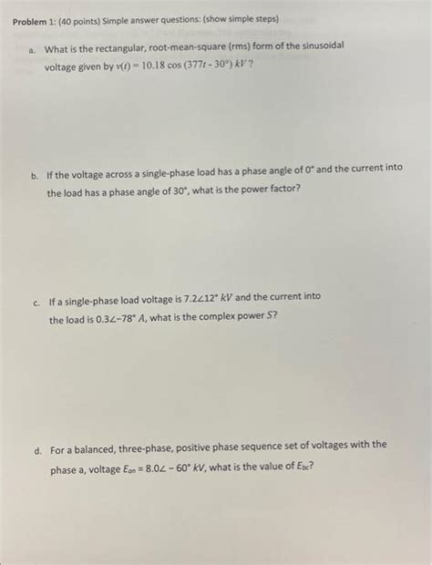 Solved Problem 1 40 Points Simple Answer Questions Show
