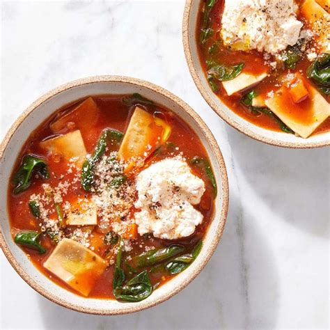 Recipe Lasagna Soup With Spicy Ricotta And Spinach Blue Apron