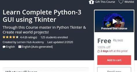 Learn Complete Python 3 Gui Using Tkinter Udemy Free Coupon Code R