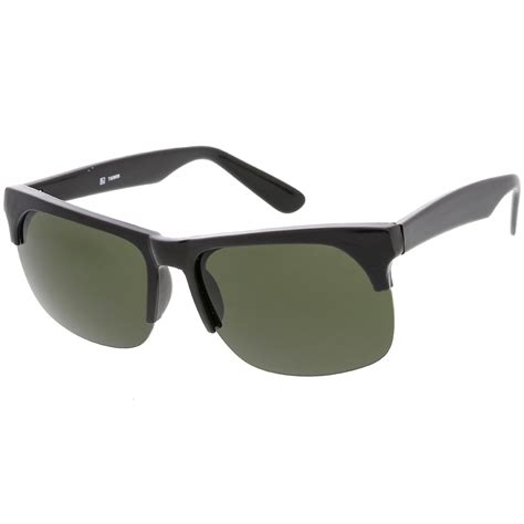 True Vintage Horn Rimmed Semi Rimless Sunglasses Square Lens 61mm