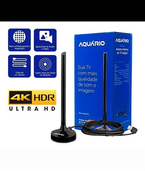 Antena TV Digital Interna Aquário Dtv p UltraHD Cabo m MG Som BH