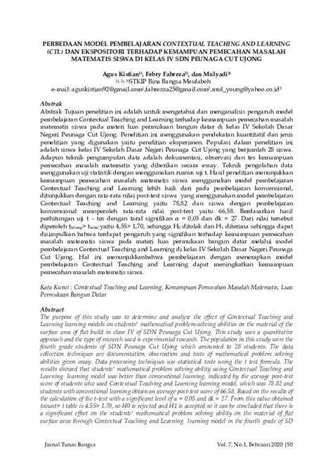 Pdf Perbedaan Model Pembelajaran Contextual Teaching And Learning Ctl Dan Ekspositori