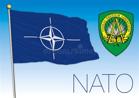 Otan Bandeira Da Organização Do Tratado Do Atlântico Norte E Brasão