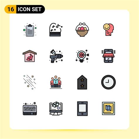 16 Thematic Vector Flat Color Filled Lines And Editable Symbols Of