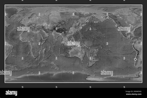Molucca Sea Tectonic Plate On The Grayscale Elevation Map In The Patterson Cylindrical Oblique