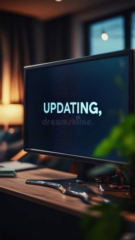 Modern Digital Screen Displaying Updating Notification In Sleek Design Stock Illustration