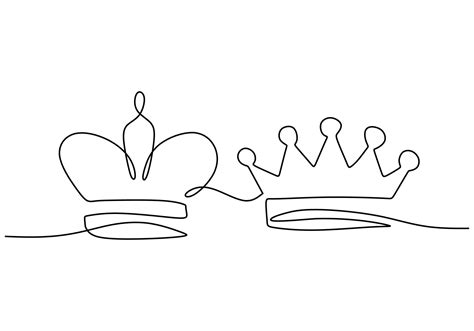 One Continuous Single Line Hand Drawing Of King Crown 10819932 Vector Art At Vecteezy