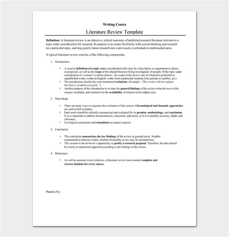 Free Literature Review Templates And Examples Apa Word Pdf