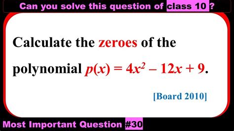 Miq 30 Most Import Question Class 10 Polynomials Pyq Previous Year