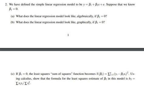 Solved 2 We Have Defined The Simple Linear Regression Model