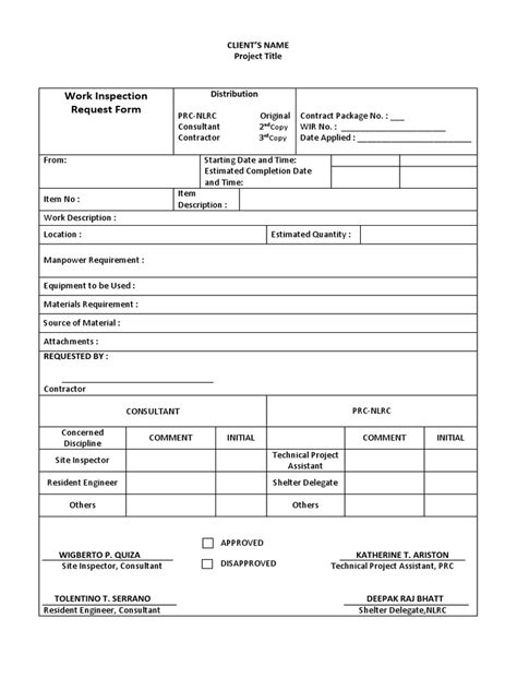 Work Inspection Request Formrev0