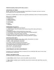 Understanding Statistical Quality Analysis Definitions Course Hero