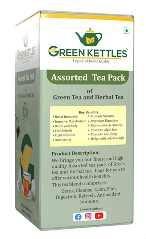 Herbal Green Kettle Assorted Tea Pack Packaging Type Box Packaging