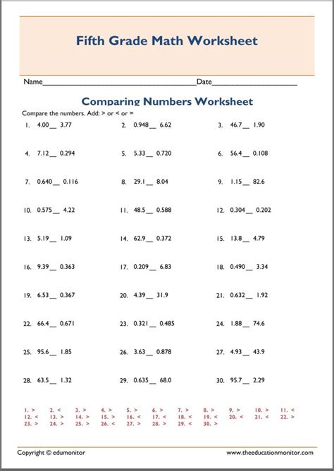 Decimals For Th Grade Worksheets Decimalworksheets Net