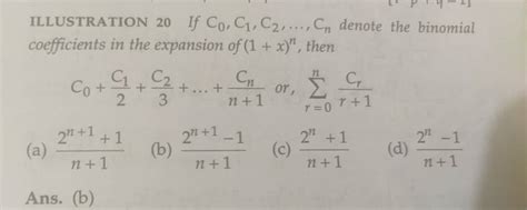 ILLUSTRATION If C C C Cn Denote The Binomial Coefficients In
