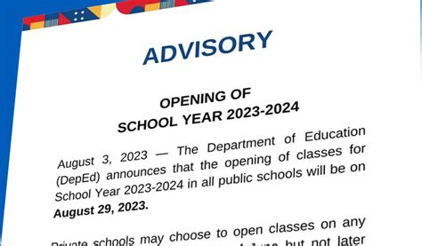 Deped Opening Classes Announcement Philippines