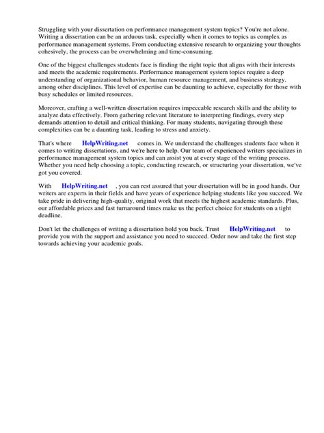 Dissertation Topics On Performance Management System Pdf Performance Appraisal Motivation