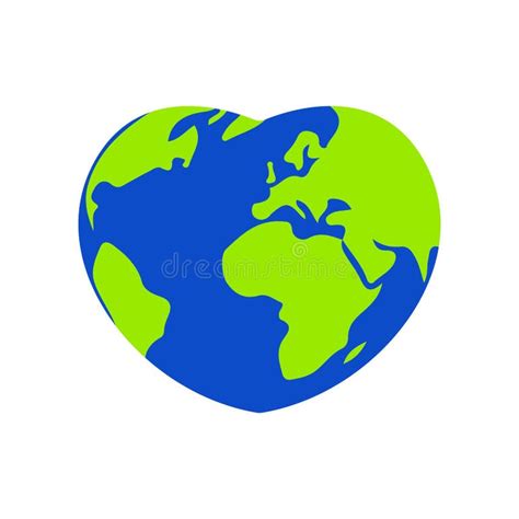 Planet Earth In Shape Of A Heart Vector Iflat Llustration Stock