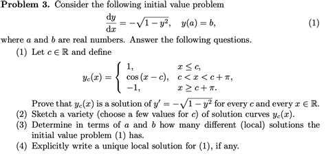Solved Problem Consider The Following Initial Value Chegg