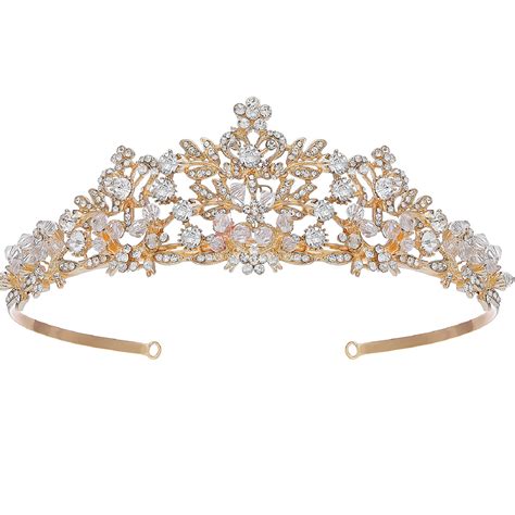 Sweetv 2 Crystal Rhinestone Wedding Tiara Headband Rose Gold