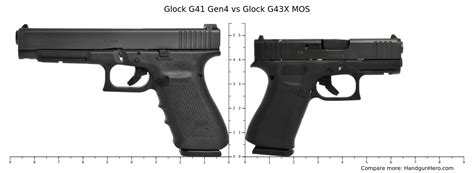 Glock G41 Gen4 Vs Glock G43x Mos Size Comparison Handgun Hero