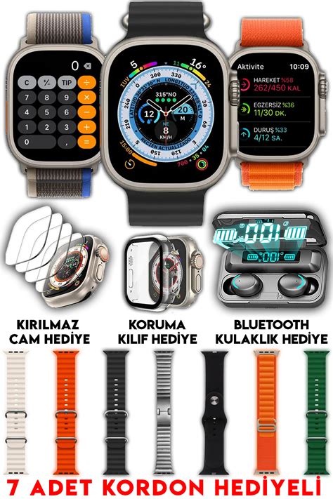 SMARTEST Akıllı Saat Watch Ultra 49mm Bluetooth Kulaklık 7 Kordon Kasa