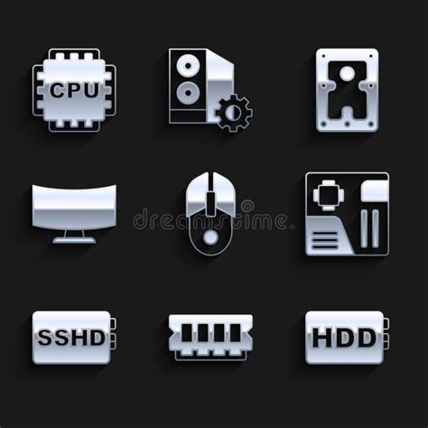 Set Computer Mouse Ram Random Access Memory Hard Disk Drive Hdd