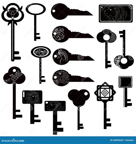 Set Icons Keys Silhouette Vector Illustration