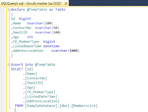 Working Temporary Tables In Sql Server Using T Sql Using Sql Server Management Studio
