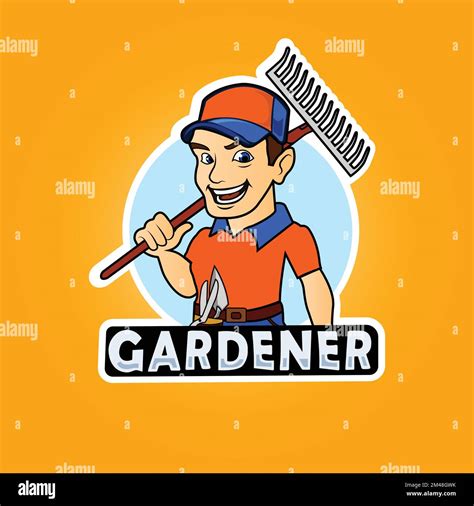 Cartoon Gardener Worker Vector Logo Stock Vector Image And Art Alamy