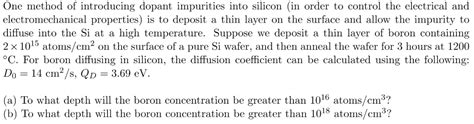 Solved One Method Of Introducing Dopant Impurities Into