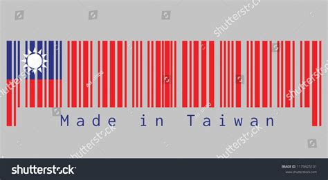 Barcode Set Color Chinese Taipei Flag Stock Vector Royalty Free