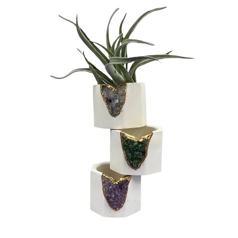Tal And Bert White Geode Vessels Black Tourmaline Peace
