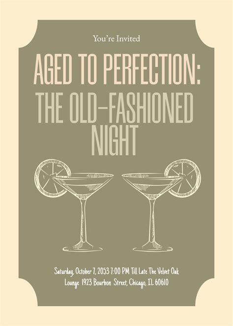 Free Old Fashioned Cocktail Invitation Template To Edit Online