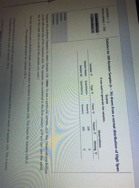 Variables 2 Observations 200 Statistics For 200