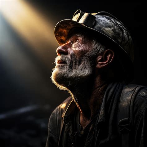 Premium Photo A Miner Extracting Coal With Strong Backlighting During A Challenging