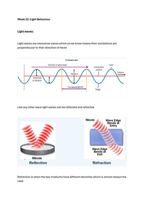 SOLUTION Igcse Physics Waves Light Behaviour Reflection Refraction