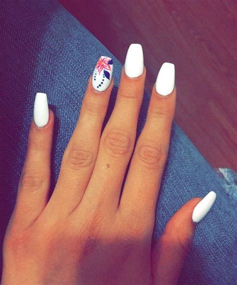 Modern And Minimal Coffin White Nail Designs TailoringinHindi