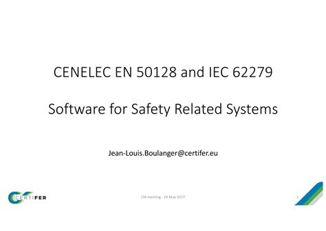Pdf Cenelec En 50128 And Iec 62279 Software For Safety Related Systems