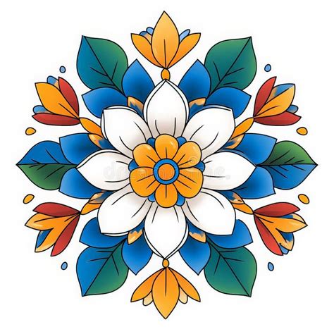 Colorful 2d Diwali Rangoli Design Illustration Stock Illustration