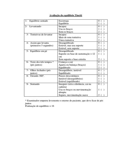 Avaliação Do Equilíbrio Tinetti Pdf