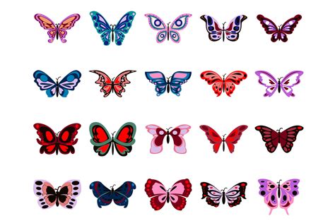 Set Of Colorful Butterfly Vector Illustration 9776695 Vector Art At
