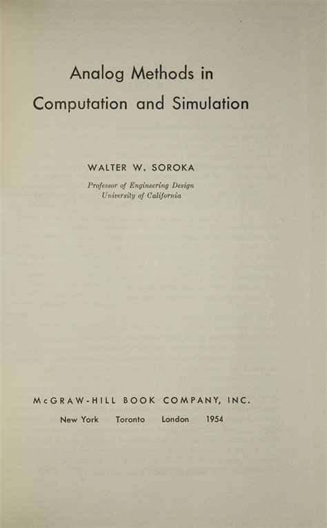 analog methods in computation and simulation by computers soroka