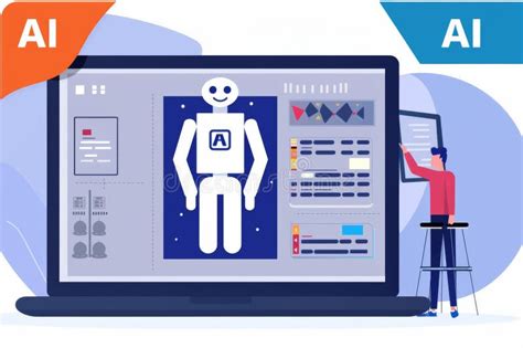 Ai Robot Blueprint On Laptop Illustration Technology Innovation