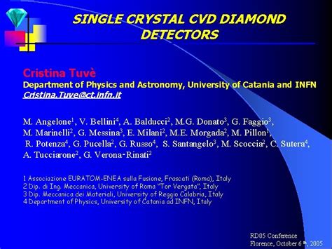 Single Crystal Cvd Diamond Detectors Cristina Tuv Department